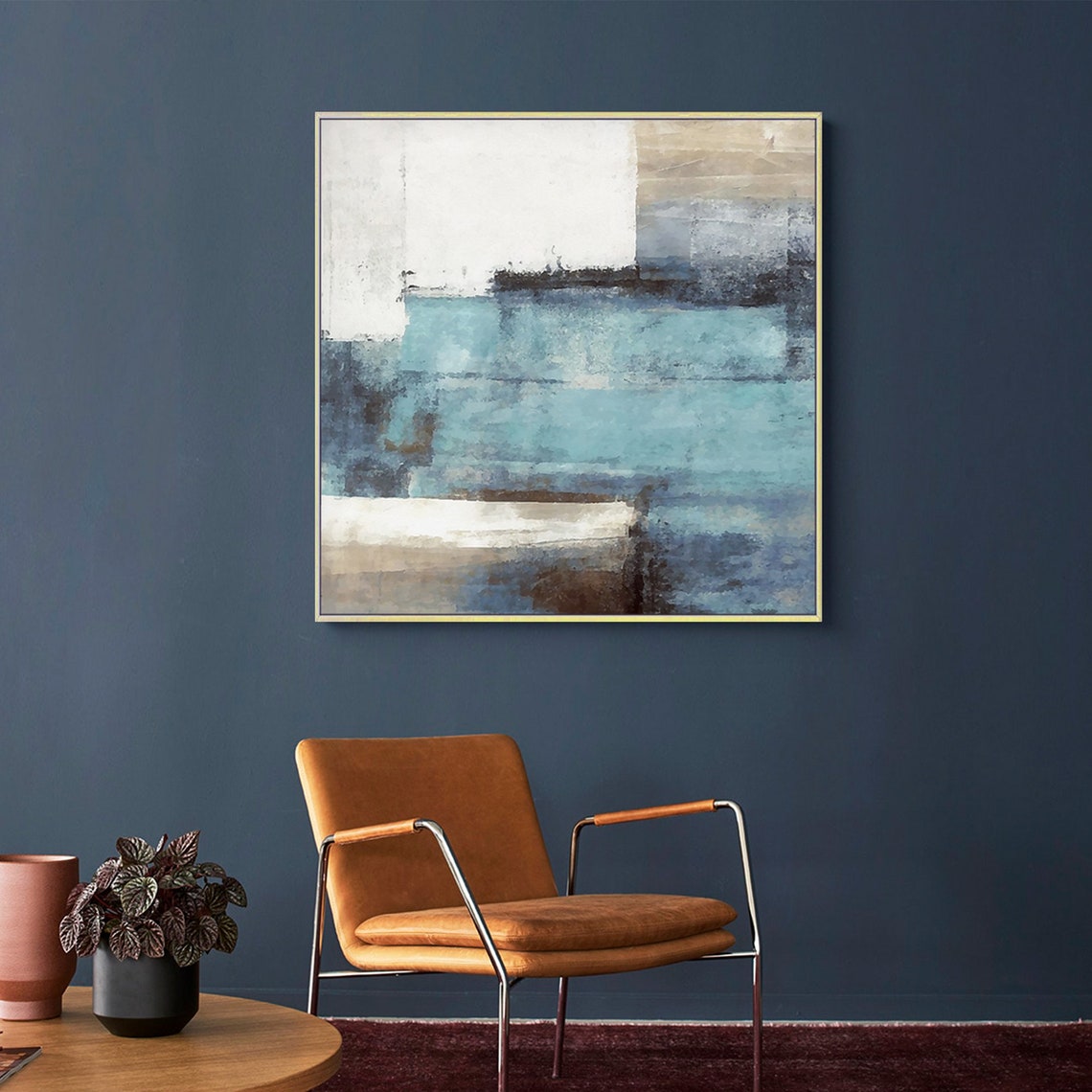 Light Blue Beige Abstract Original Oil Painting Minimalist - Etsy