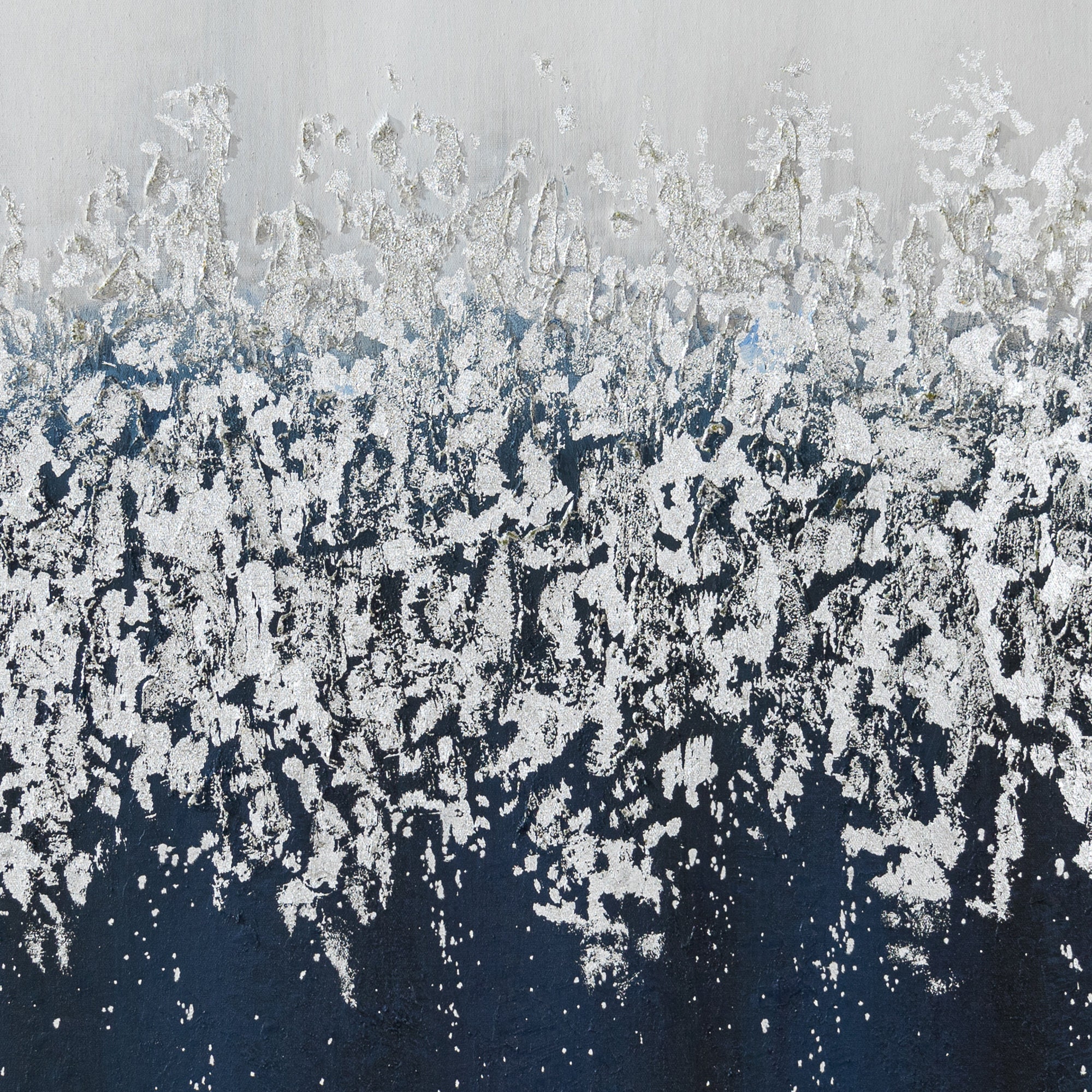 Navy Blue Silver Glitter Painting,abstract Textured Silver Foil Art ...
