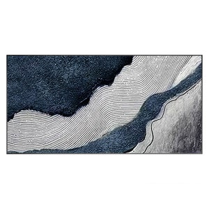 Navy Blue Gray Abstract Ocean Painting Horiztonal Dark Blue 3D Plaster Textured Art Original ...