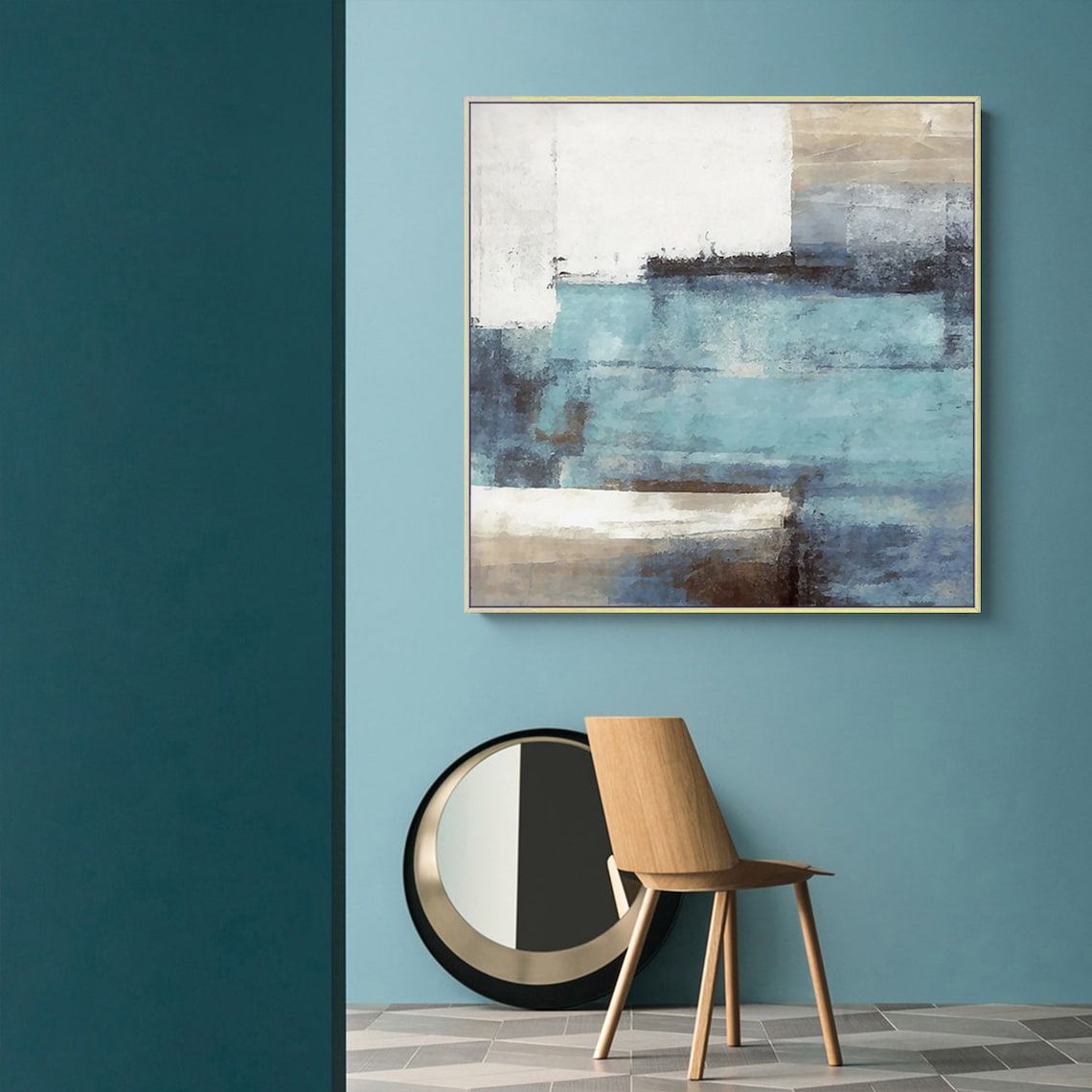 Light Blue Beige Abstract Original Oil Painting Minimalist - Etsy