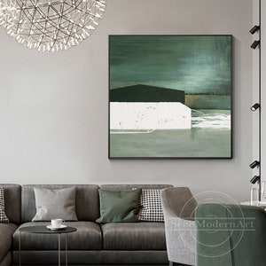 Frame Wall Art Abstract Geometric Emerald Painting Green Black - Etsy