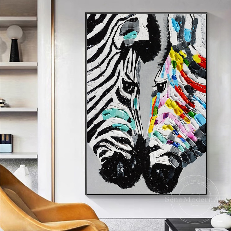 Zebra Painting Original Abstract Multicolour Zebra Texture - Etsy