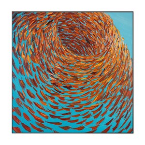 Red Orange Abstract Fish Painting Fish Underwater Teal Ocean School ...
