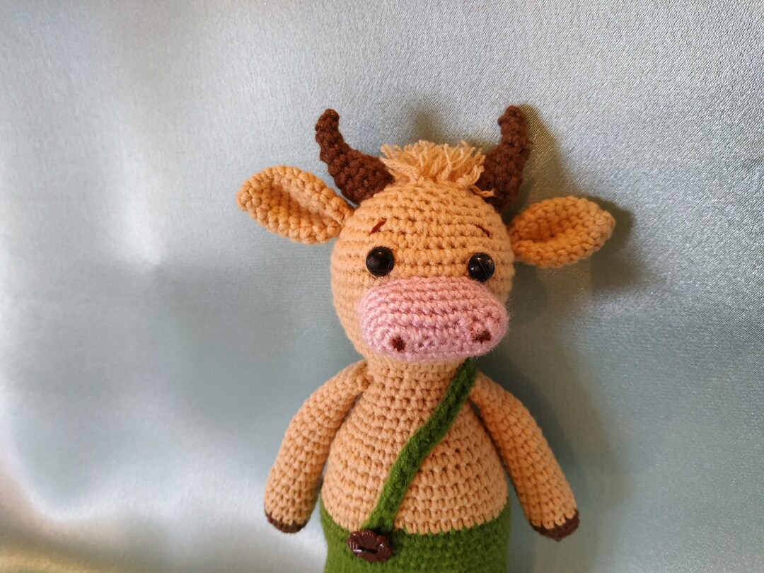 Bull Soft Toy, Bull Knitted Toy, Amigurumi Toy, Baby Gift, Handmade ...
