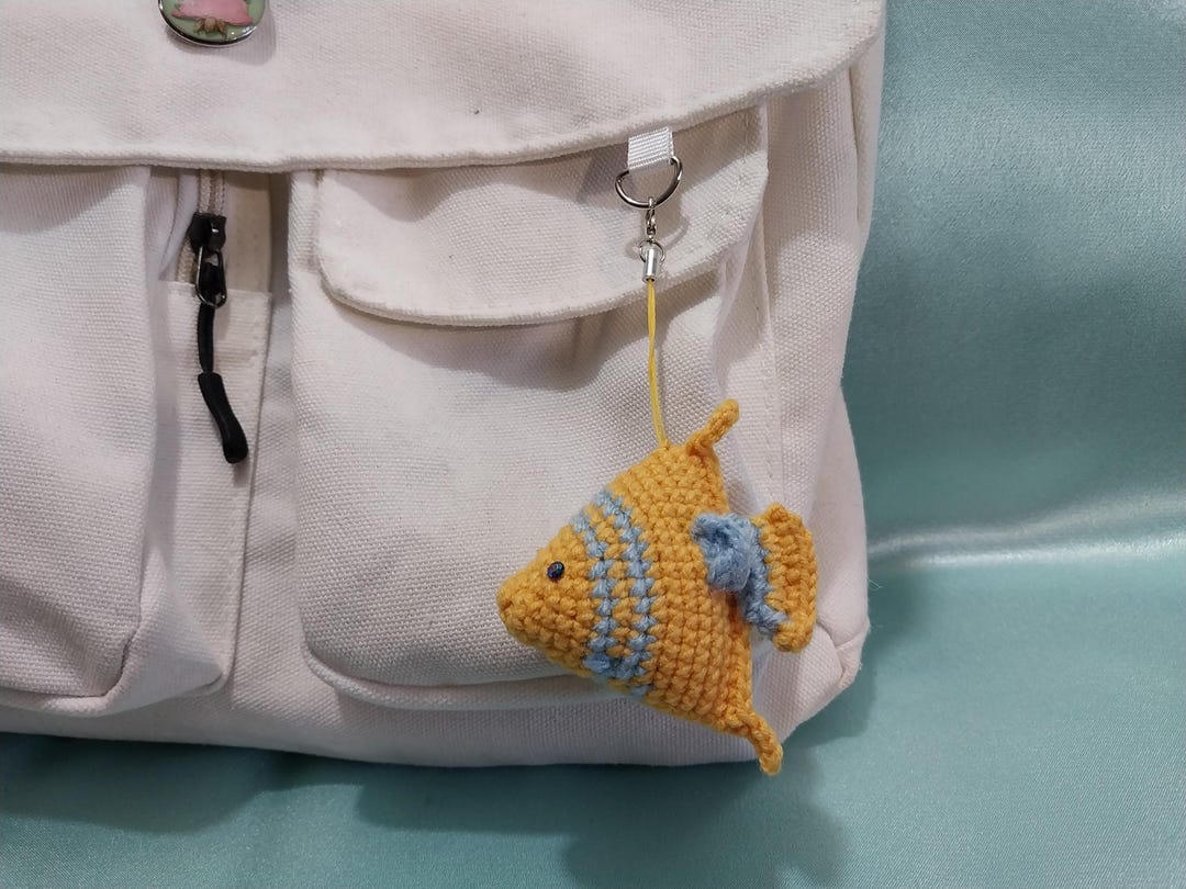 Fish Keyring, Small Fish Soft Toy Bag Charm, Handmade Knitted Fish Bag ...