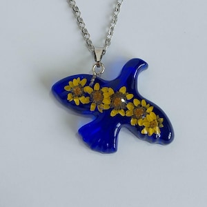 Pigeon Necklace, Pigeon With REAL Flowers Pendant Necklace, Handmade ...