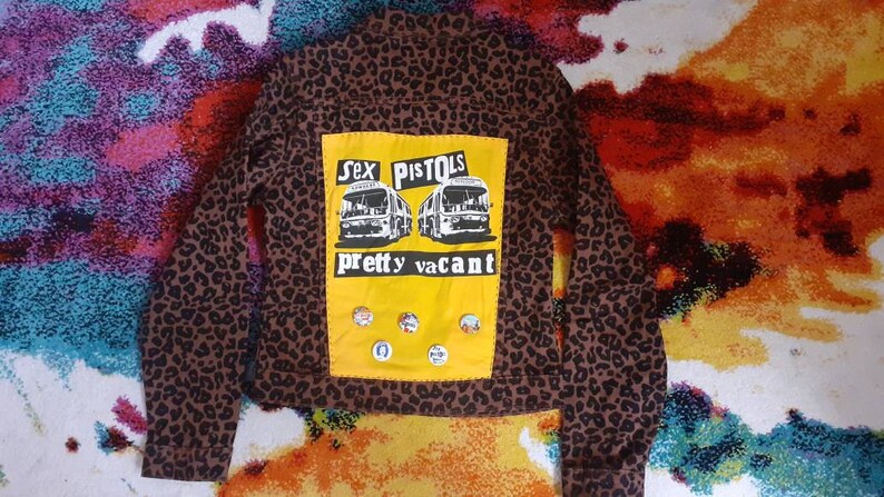 Sex Pistols Leopard Print Denim Jacket Pretty Vacant Etsy Uk