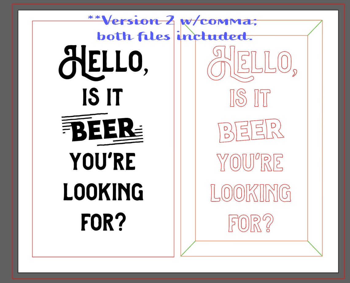 Hello Beer Sign - Digital File Only - SVG and PDF Versions - Glowforge ...