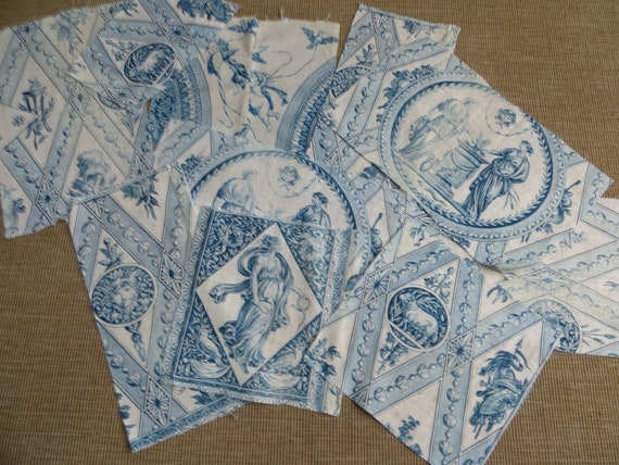 10 Antique French Toile De Jouy Fragments of les - Etsy