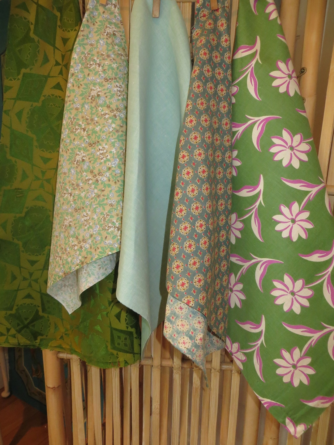 Batch/bundle of 5 French Antique Fabric Fragments / Floral Fabrics ...