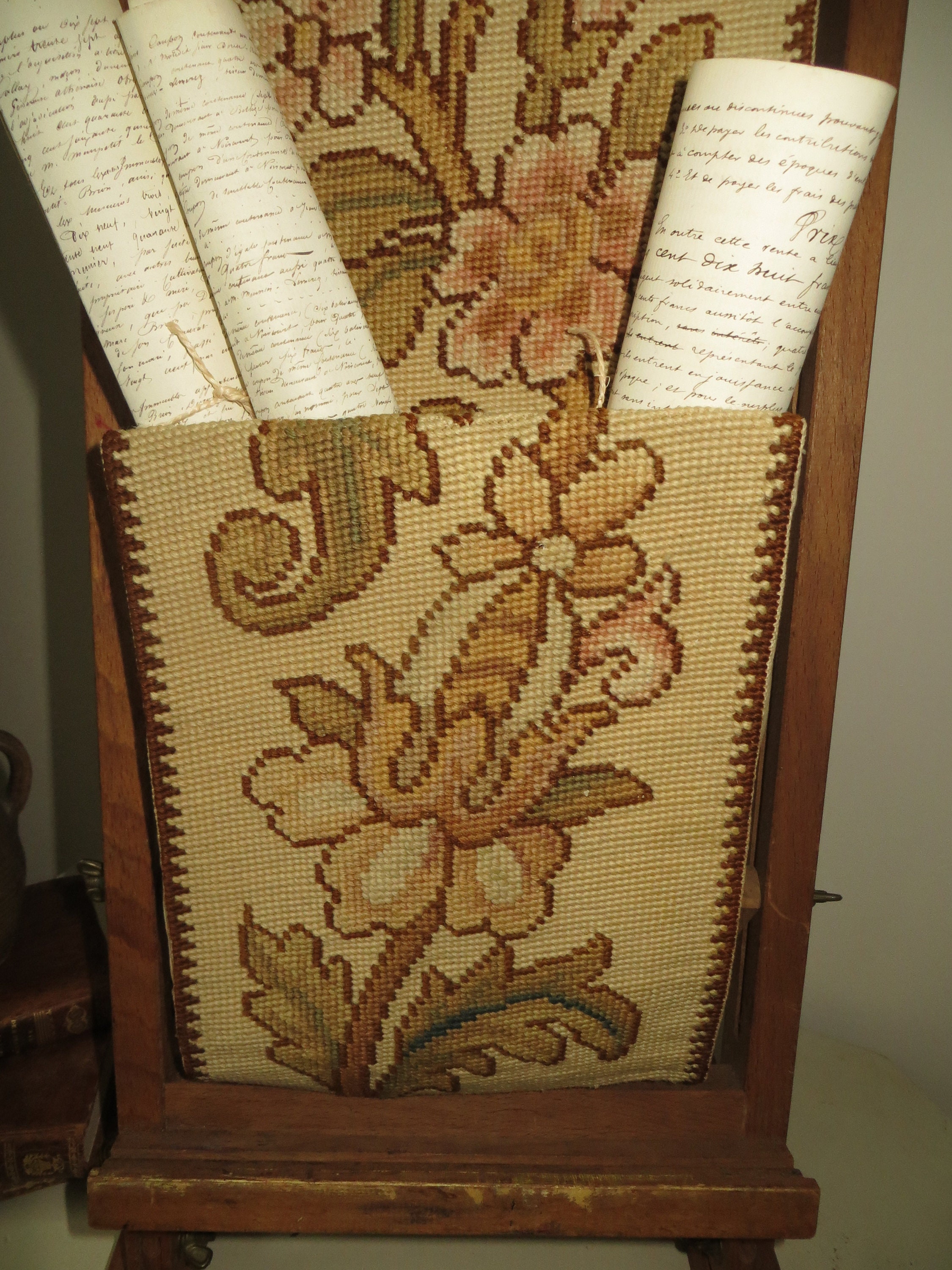 French Vintage Circa 1920s Needlepoint Hanging Pouch/holder. - Etsy