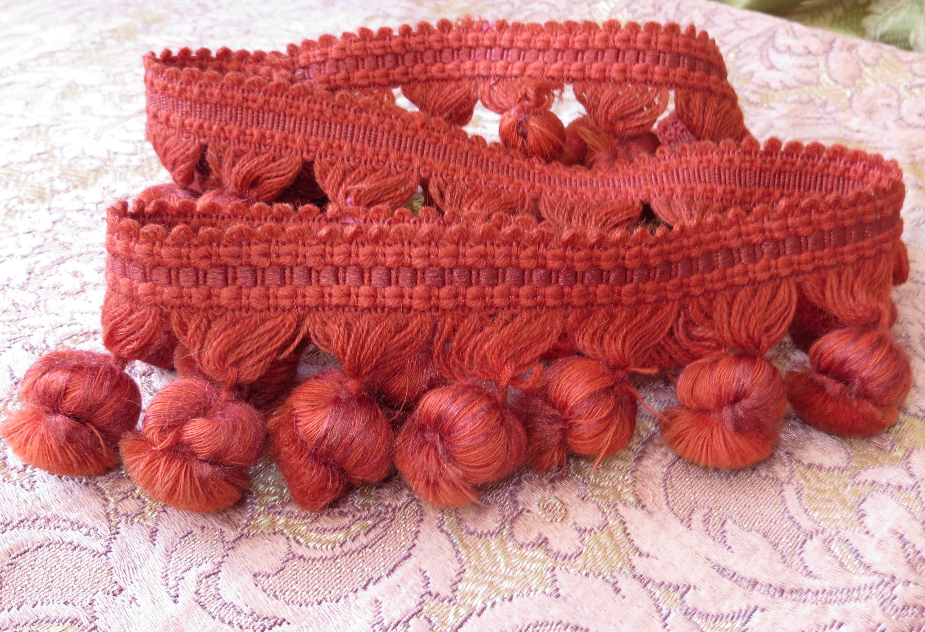Antique French Wool Pom-pom Tassel Trim/passementerie...1 Meter 39 ...