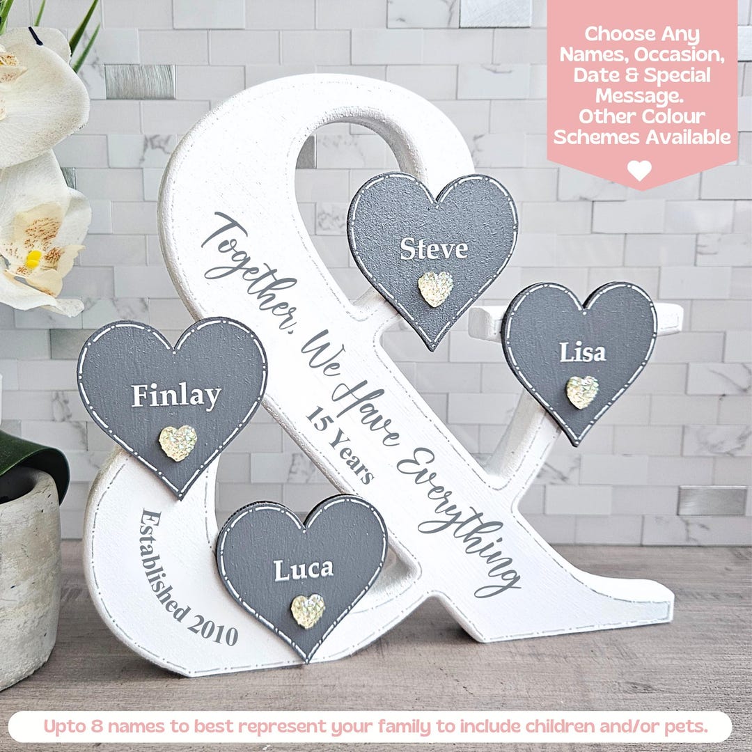 15th Anniversary Gift for Her 15 Years Together Sign, Family Name Sign ...