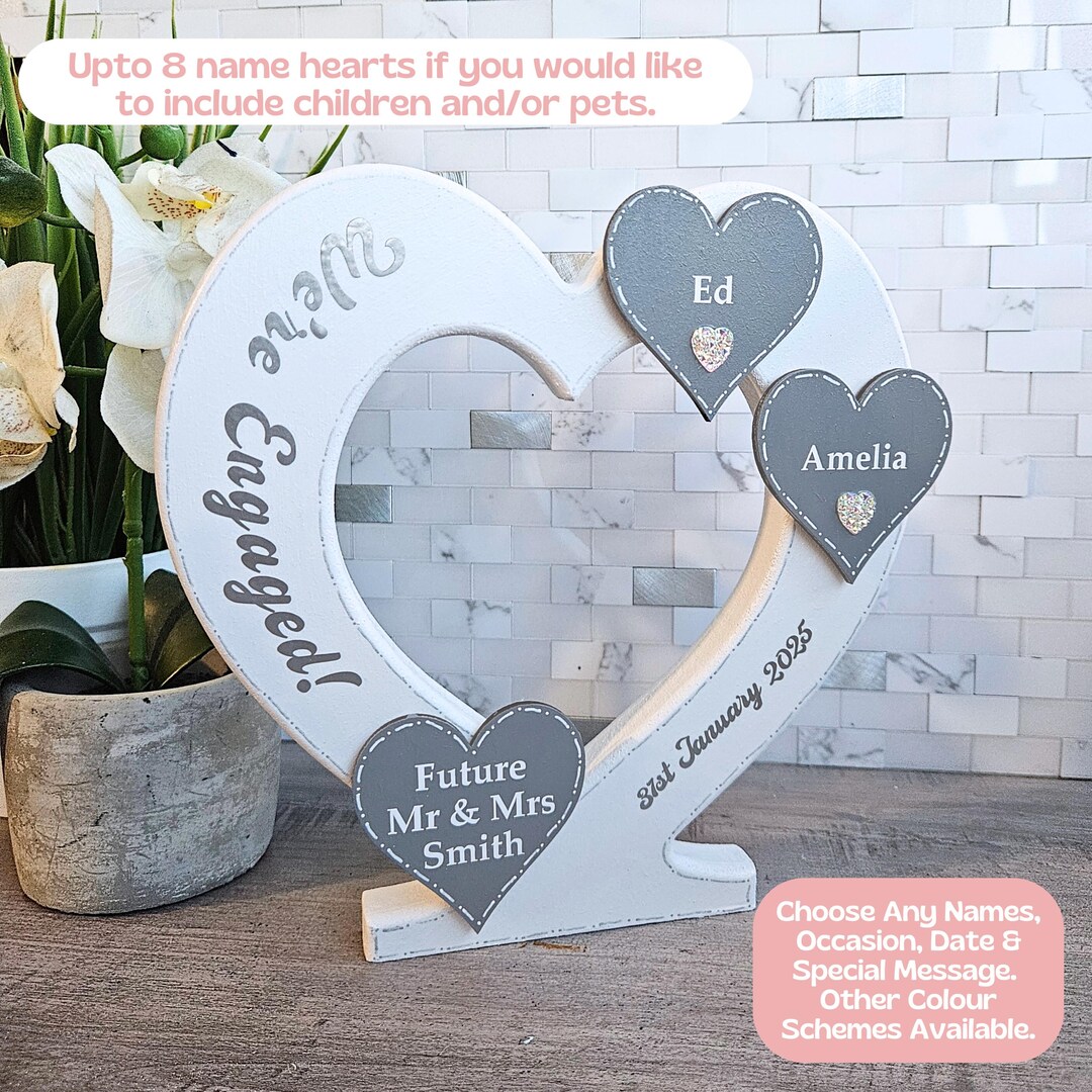 Heart Engaged Sign Custom Engagement Sign, Engagement Plaque, Engaged ...