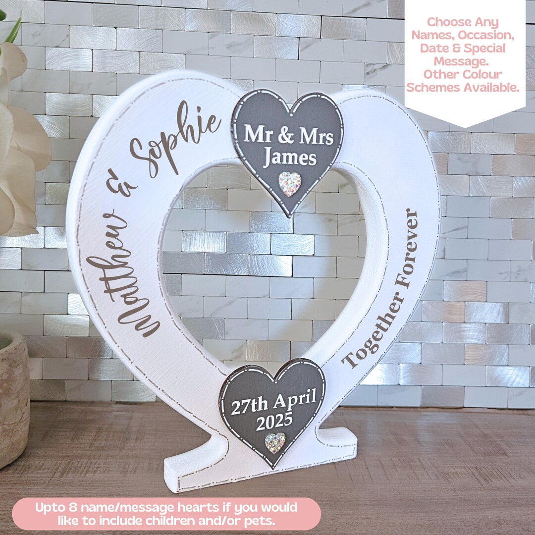 Mr and Mrs Wedding Sign Heart Wedding Plaque, Wedding Date Gift ...