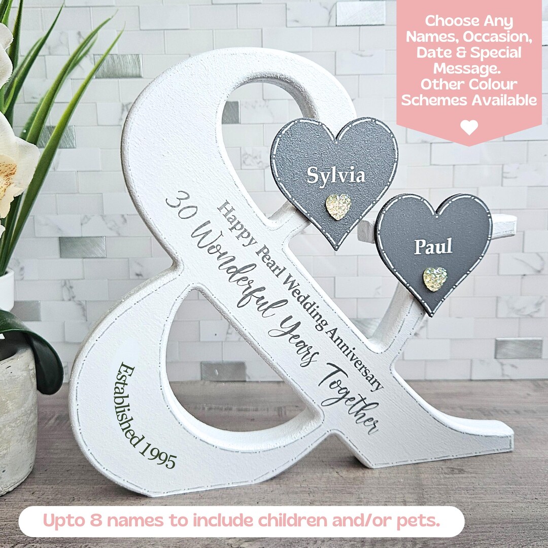 Pearl Anniversary Gift for Couples Plaque, 30 Years Together Sign, 30th ...