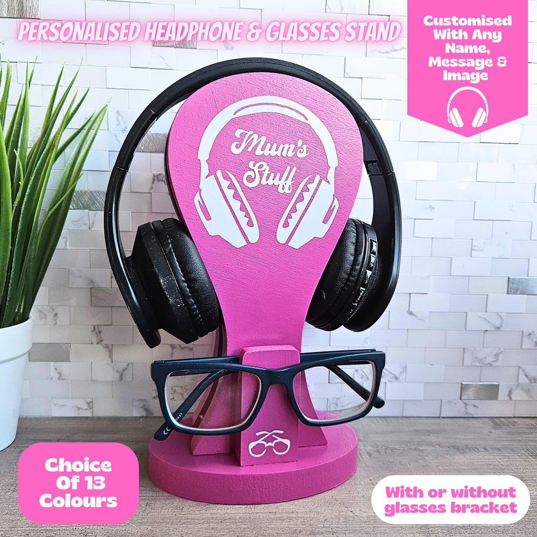Pink Headphone Stand Cute Gaming Accessories, Glasses Holder, Eyeglass ...