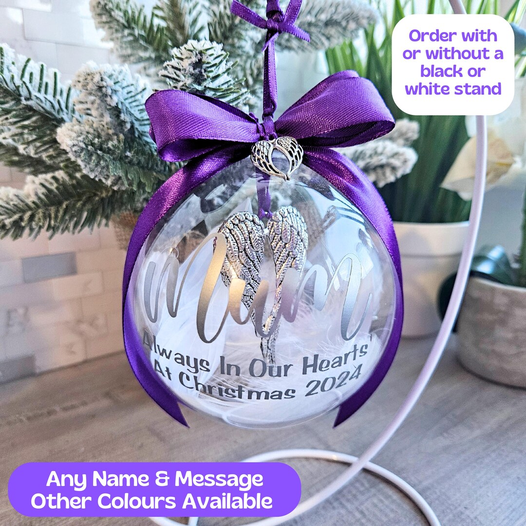 Custom Memorial Ornament for Mum Passed Away Gift, Feather Memory ...