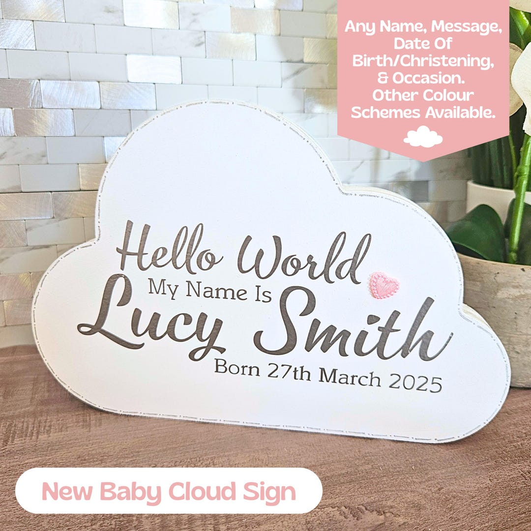 Cloud Decor With Name Nursery Decor Cloud, Baby Name Sign Cute, Hello ...