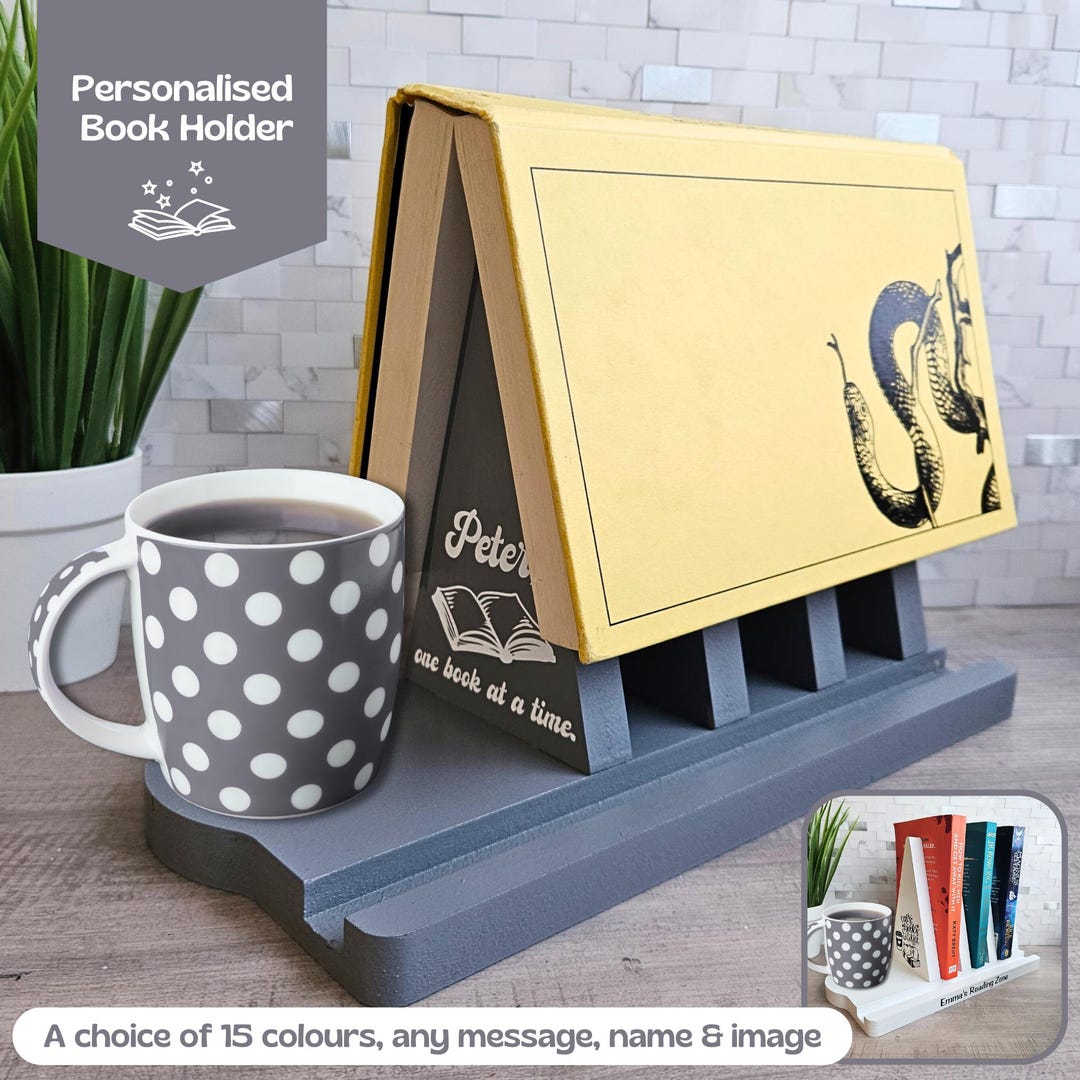 Book Page Holder, Large Book Stand With Cup Holder, Personalized Book ...