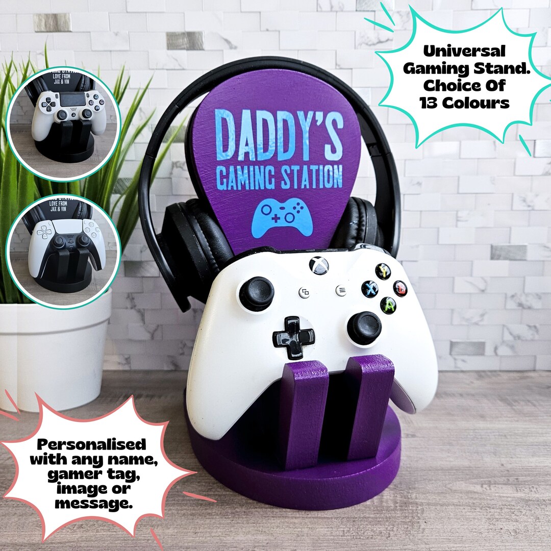 Wood Controller Stand Personalised Gaming Station, Gamer Daddy Gift ...