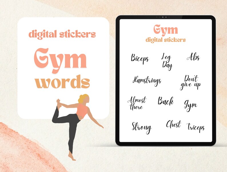 Gym Words Phrases Digital Stickers Fitness Health Training Phrases ...