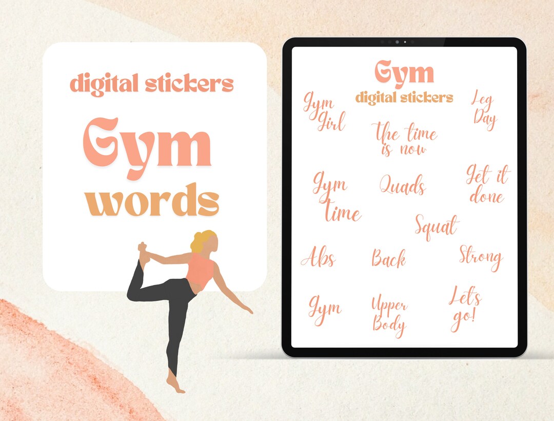 Gym Words Phrases Digital Stickers Fitness Health Training Phrases ...