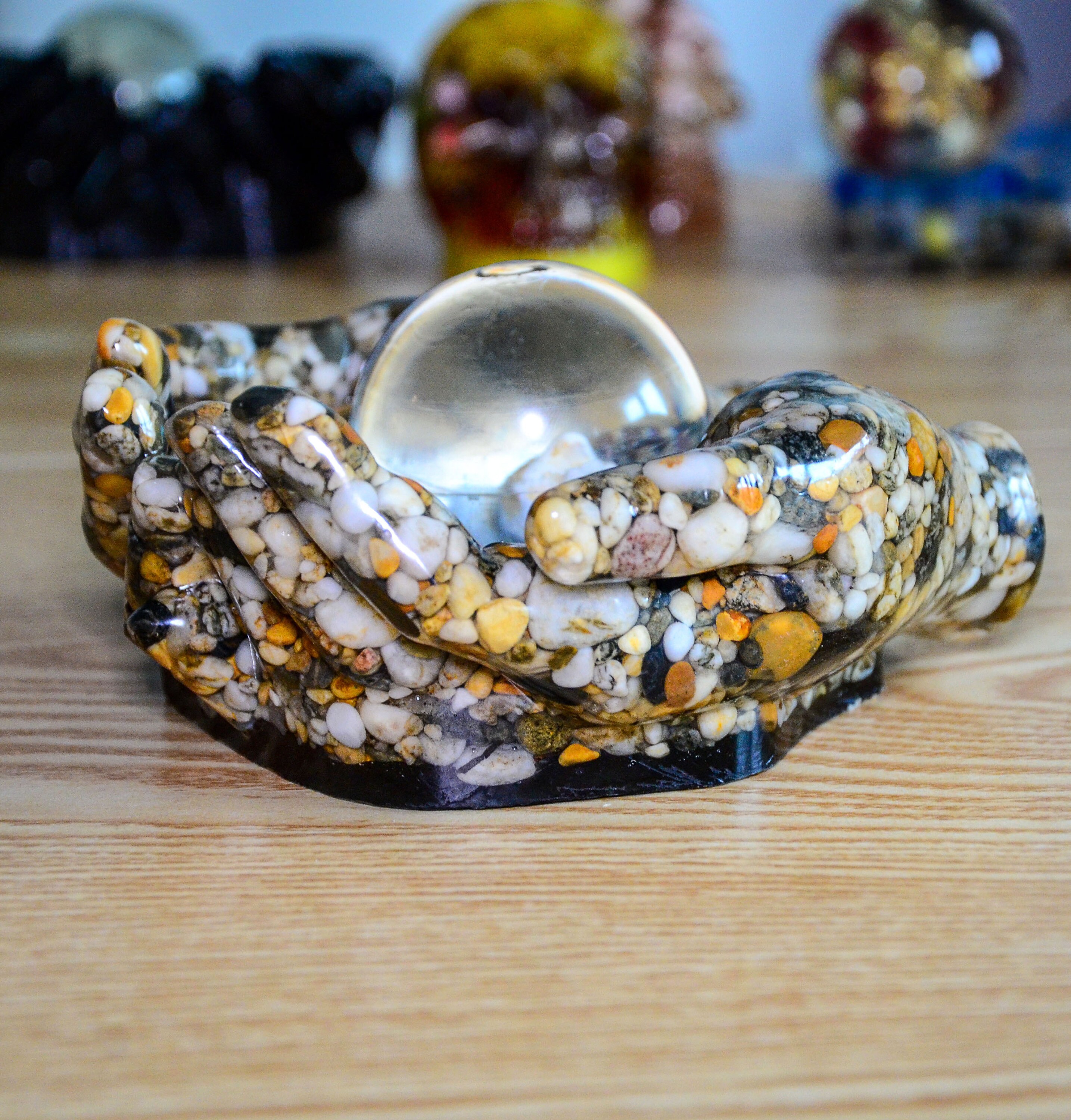 Beach Inspired Resin Cupped Hand Bowl With Removable Seashell - Etsy