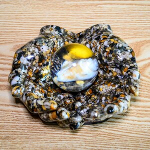 Beach Inspired Resin Cupped Hand Bowl With Removable Seashell Orb ...