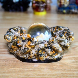 Beach Inspired Resin Cupped Hand Bowl With Removable Seashell Orb ...