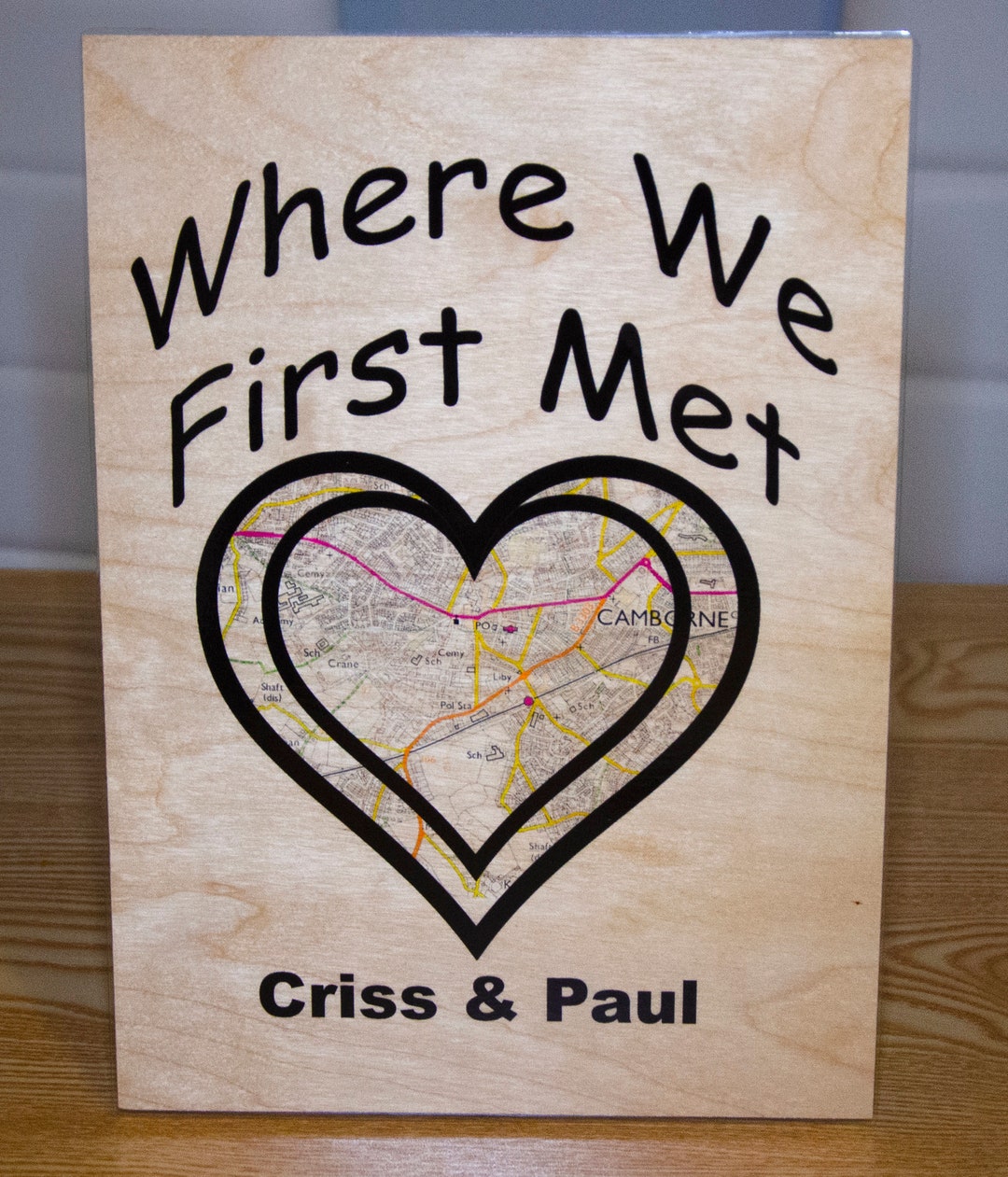 Personalised Wooden 'where We First Met' A4 Wall Plaque. Ideal for ...