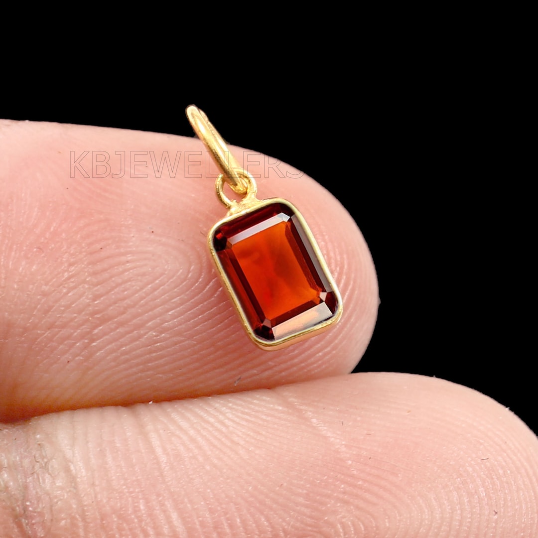 Solid 18k Gold Tiny Charm, Natural Garnet Gold Charm, Handmade Charm ...