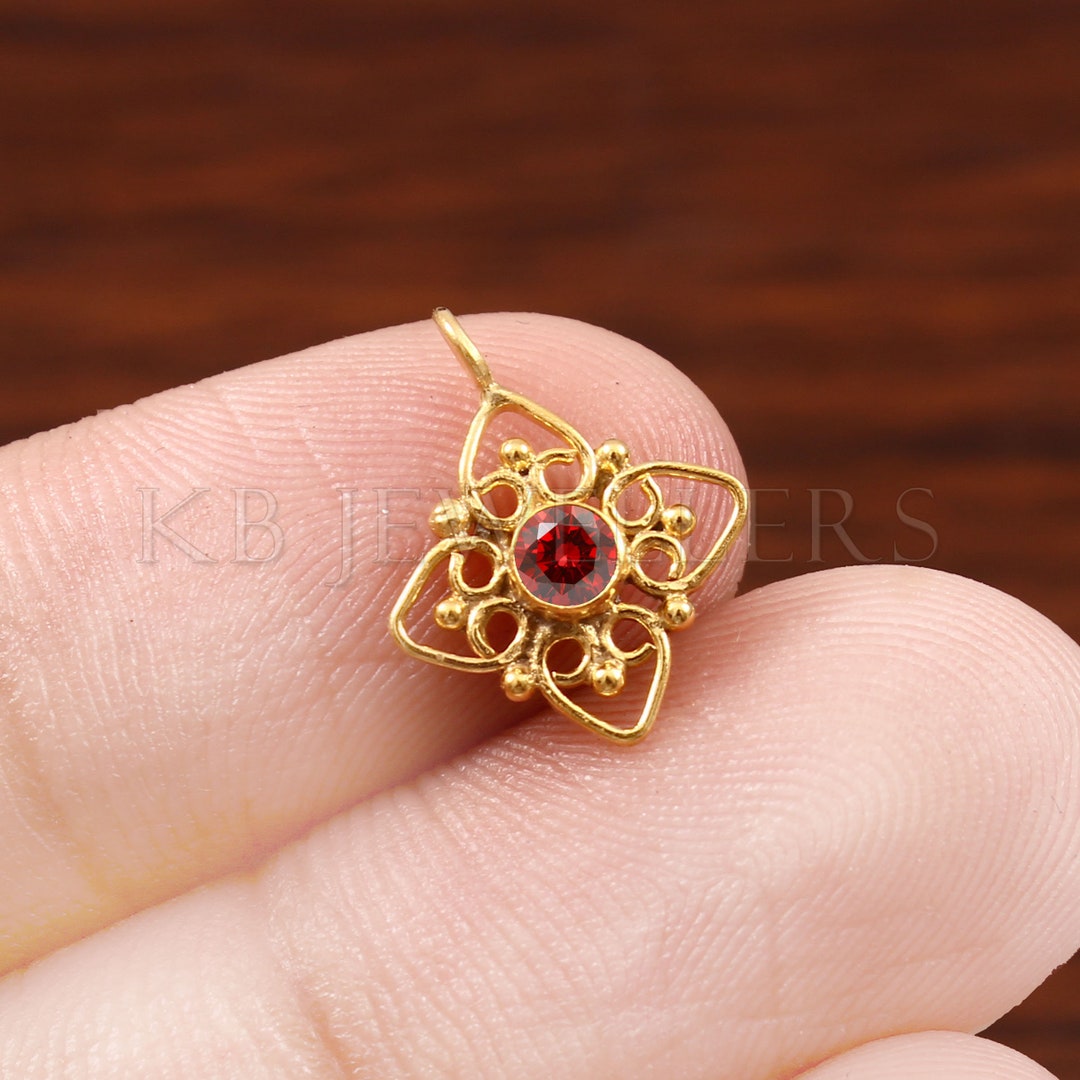 Natural Garnet Charm Solid 18k Gold Charm Handmade Charm - Etsy