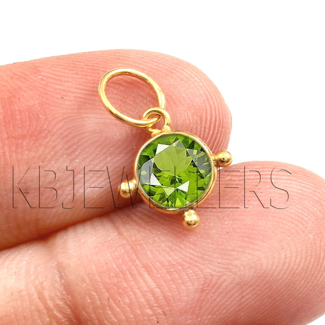 Handmade 14k Solid Gold Peridot Charm: Dainty Boho Pendant - Etsy