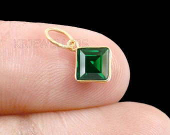 Emerald Charm, Solid 18k Gold Charm, Handmade Charm, Lab Created ...