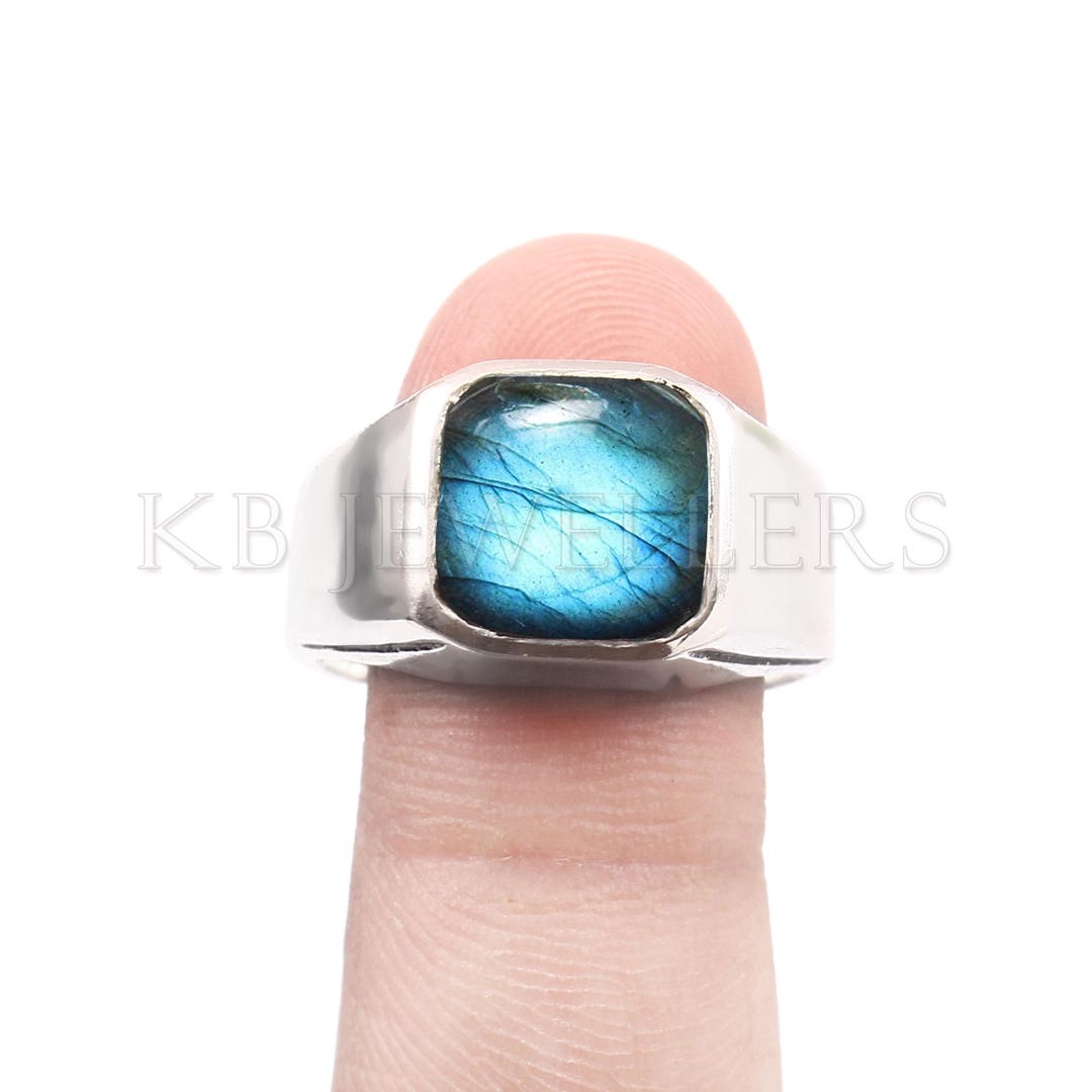 Natural Labradorite Mens Ring, Solid 925 Sterling Silver Mens Ring ...
