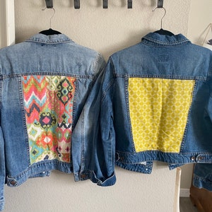 Denim Jacket With Fabric Panel - Etsy