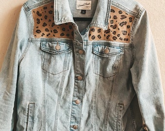 Leopard Denim Jacket - Etsy