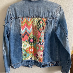 Denim Jacket With Fabric Panel - Etsy