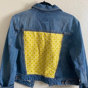 Denim Jacket With Fabric Panel - Etsy