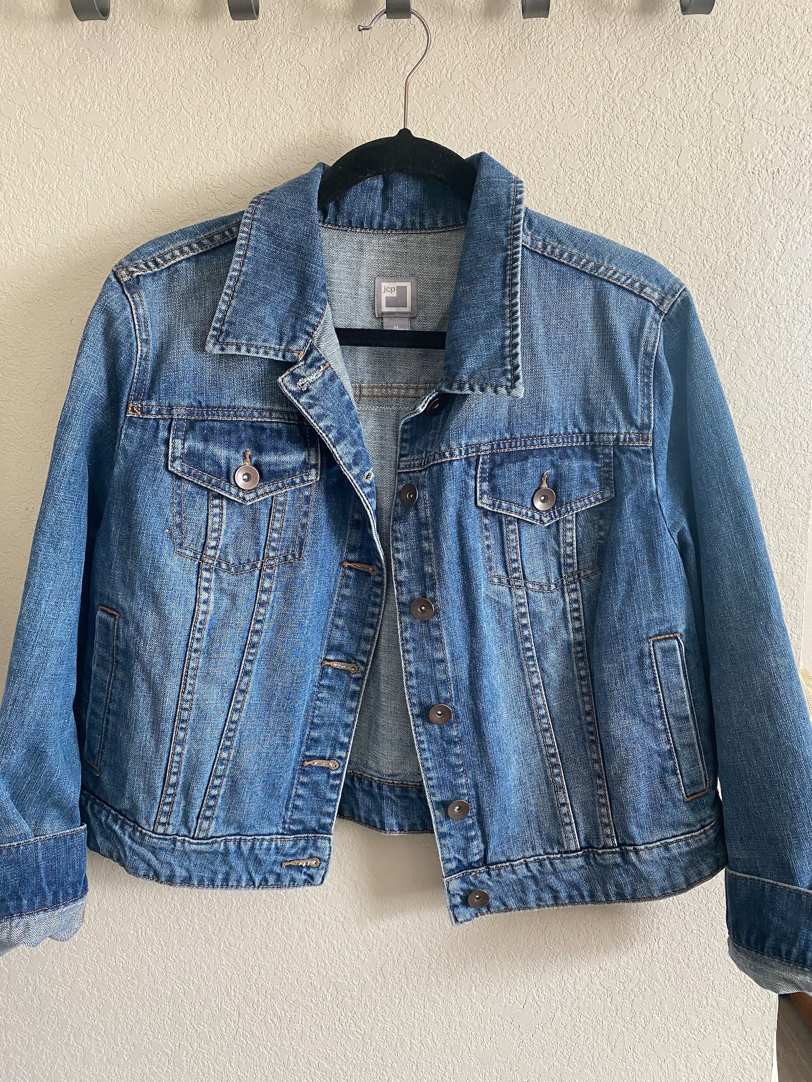 Denim Jacket With Fabric Panel - Etsy