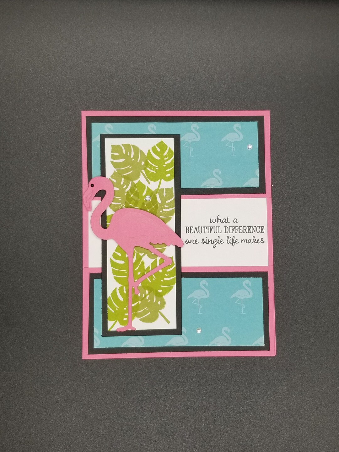 Handmade Flamingo Greeting Card, Pink Flamingo Card, Tropical Flamingo ...