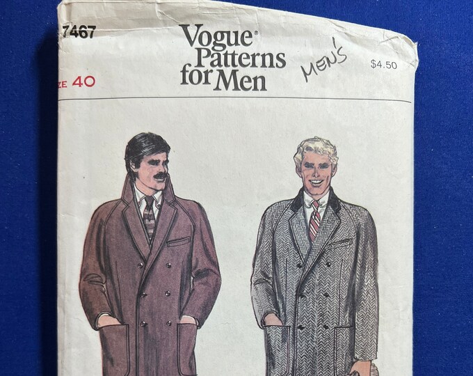 Vogue Sewing Pattern 7467 Men's Coat Size 40 FF UNCUT - Etsy