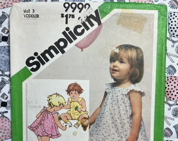 Simplicity Sewing Pattern 9992 Toddlers' Romper Sundress & Bloomers ...