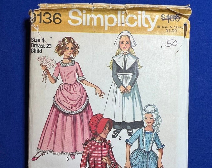 Simplicity Sewing Pattern 9136 Childs' and Girls' Puritan Centennial ...