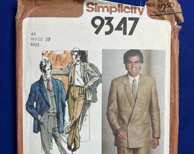 Simplicity Sewing Pattern 9347 Men's Suit or Lined Double Breasted ...