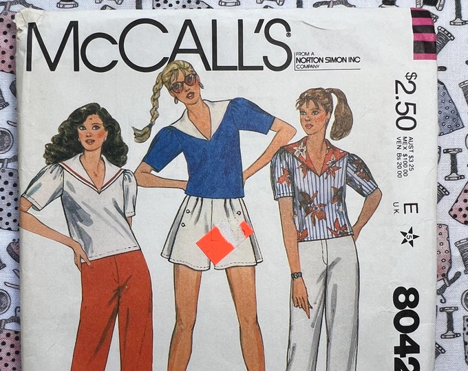 Mccall's Sewing Pattern 8042 Misses' Top Pants & Shorts Size 14 Bust 36 ...
