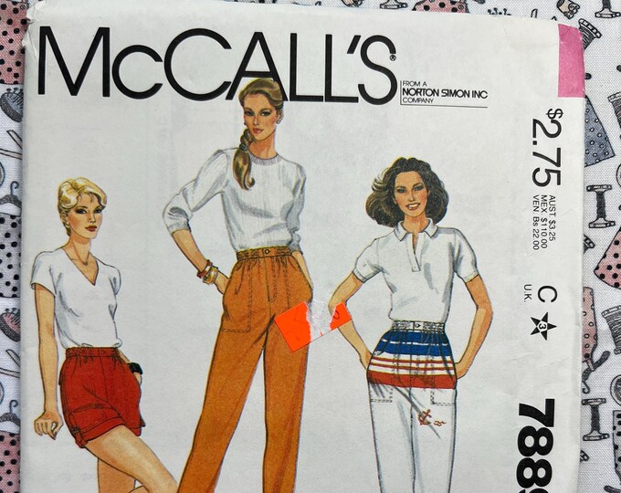Mccall's Sewing Pattern 7889 Misses' Pants or Shorts Size 14 Waist 28 ...