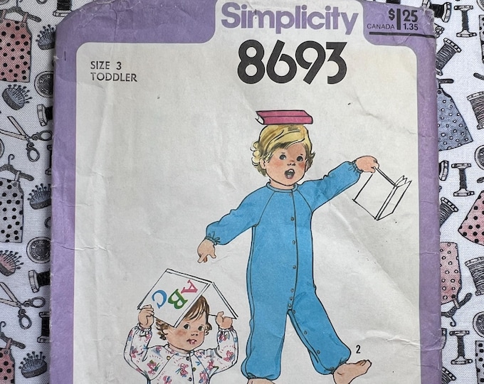 Simplicity Sewing Pattern 8693 Toddlers' Sleeper Size 3 FF UNCUT - Etsy