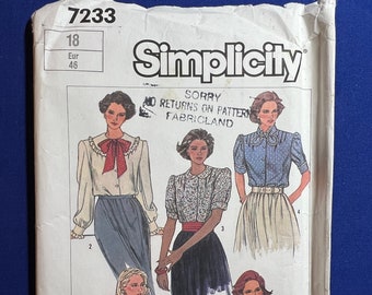 Simplicity Sewing Pattern 4238 Misses' Blouse Size 18 Bust 36 Cut ...